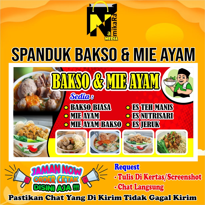Jual Spanduk Banner Bakso & Mie Ayam Terbaru yang lagi Viral ukuran 1 ...