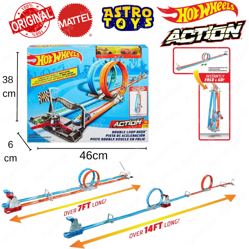 Jual Track Hot Wheels Double Loop Dash Foldable Up to 400cm - Mainan ...
