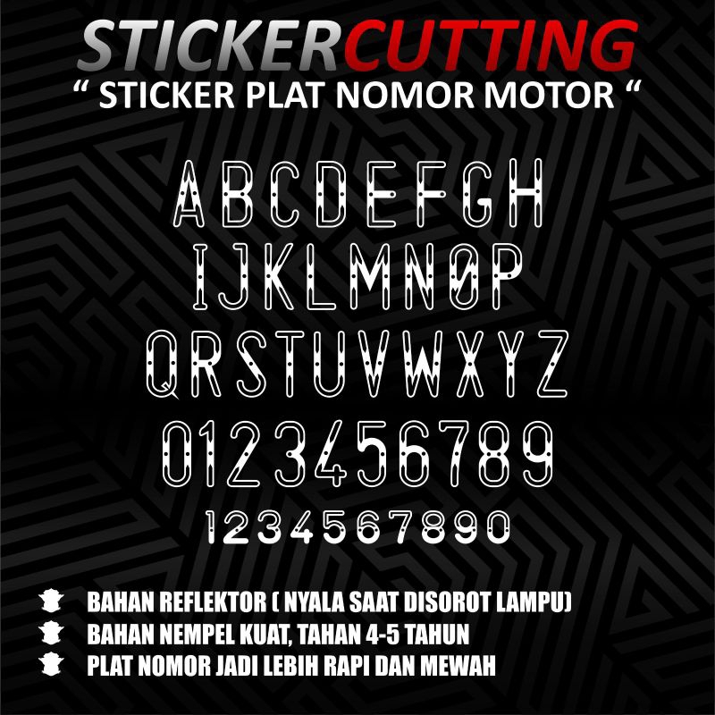 Jual sticker cutting plat nomor MTR font bolong lancip | Shopee Indonesia