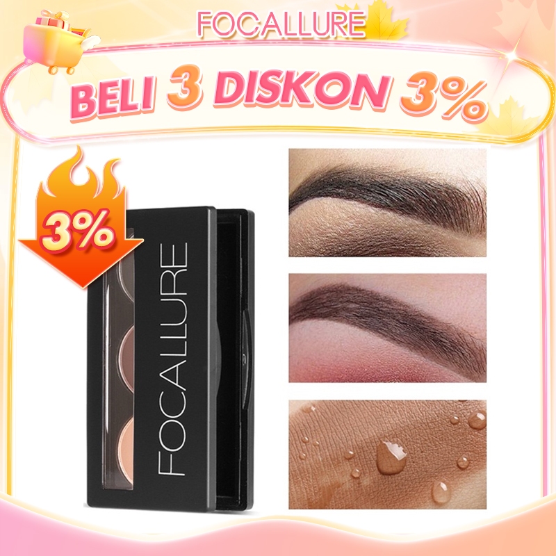 Jual FOCALLURE Eyebrow Powder Palette With Brush Mirror 3 Colors (100% ...