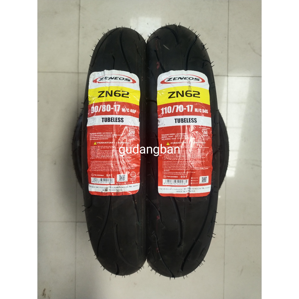 Jual ( PAKET 2 BAN - RING 17 ) ZN62 90 80 17 & 110 70 17 ZENEOS ZN 62 Motor Sport TUBELESS FREE ...