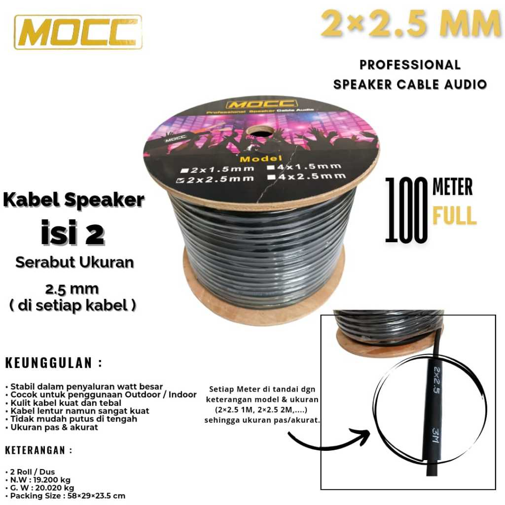 Jual Kabel Speaker MOCC 2 x 2.5 MM Original Lentur dan KUAT harga per METER | Shopee Indonesia