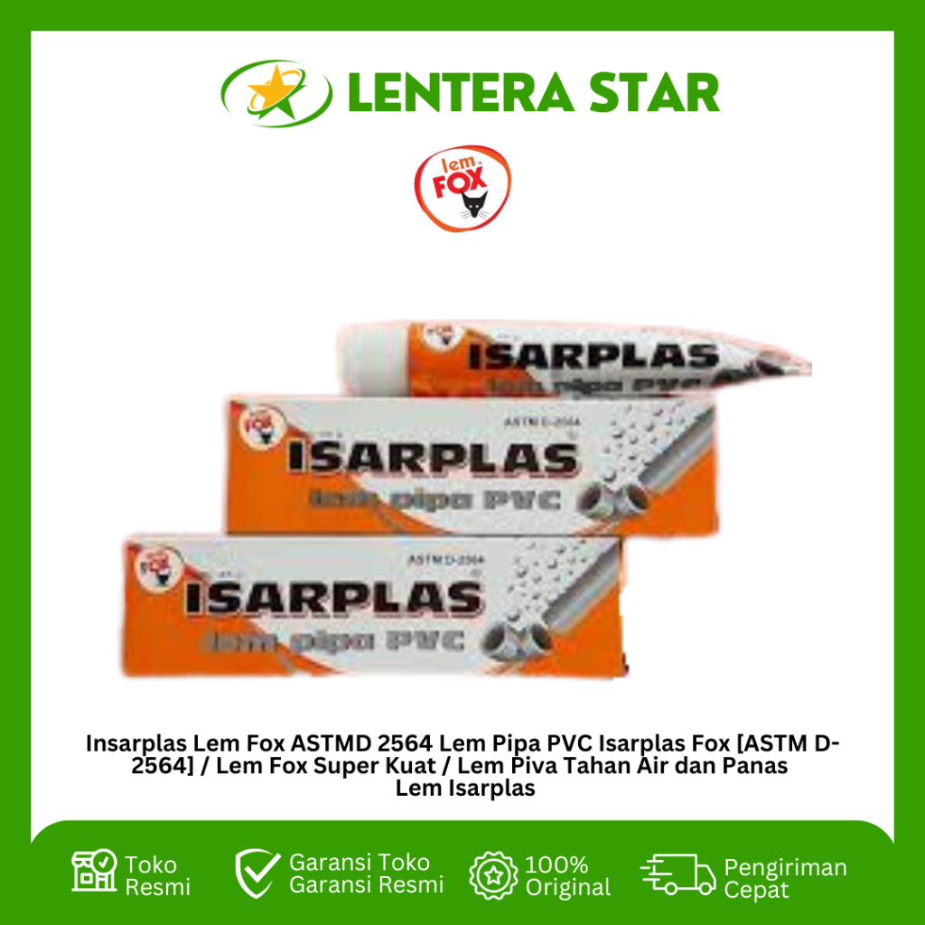 Jual Insarplas Lem Fox ASTMD 2564 Lem Pipa PVC Isarplas Fox [ASTM D ...