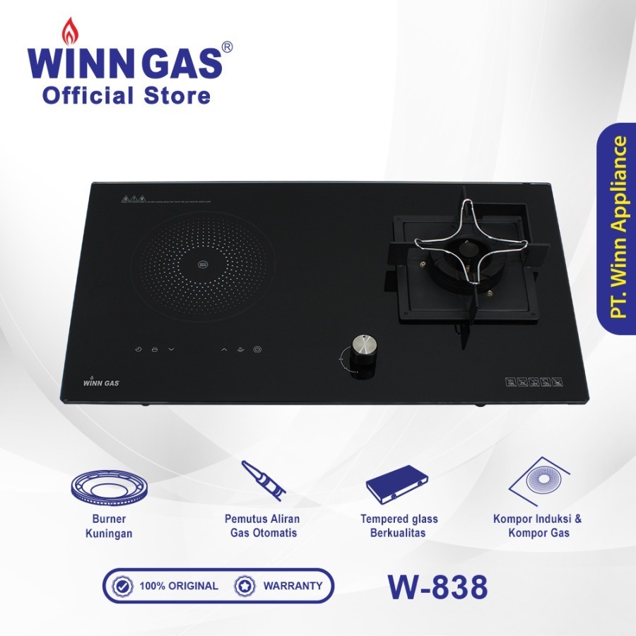 Jual Winn Gas Kompor Tanam W838 2 Tungku Hybrid / 2 Fungsi (Gas Dan Induksi) | Shopee Indonesia