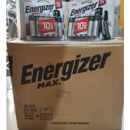 Jual Batre Energizer MAX A2/AA A3/AAA ISI 6 ( 1 DUS ISI 96 CARD) | Shopee Indonesia