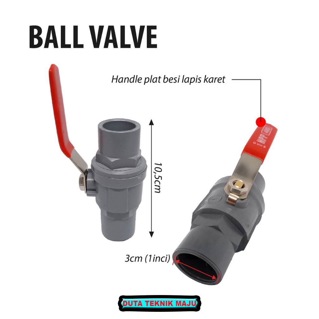 Jual Ball Valve Handle Besi PVC 1 inch Gagang Besi / Stop Kran Bal Valep 1 inch Gagang Stainless ...