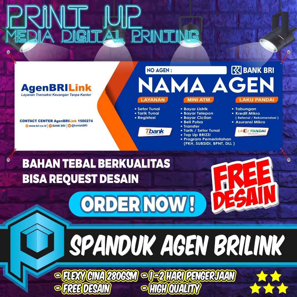 Jual BANNER SPANDUK AGEN BRI LINK / SPANDUK BRILINK / UKURAN 3X1 ...