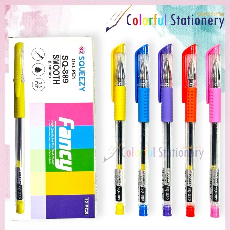 Jual Pulpen / Ballpoint / Pen Gell SQUEEZY SQ 889 (12 Pcs) | Shopee ...