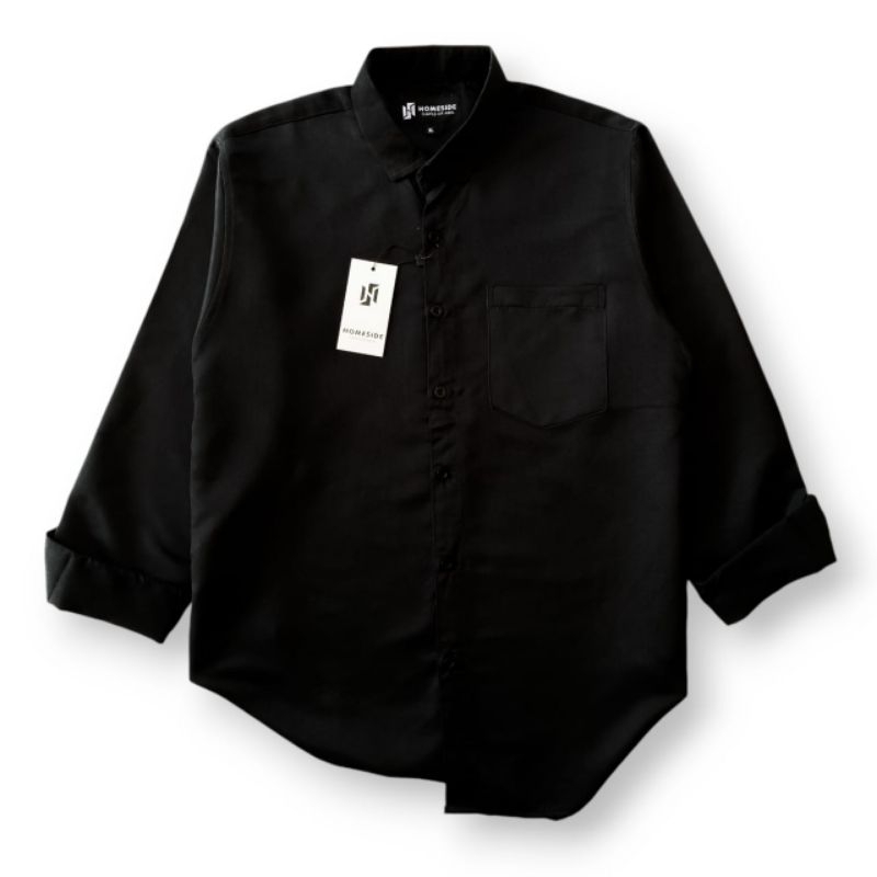 Jual KEMEJA PRIA HITAM POLOS LENGAN PANJANG | Shopee Indonesia