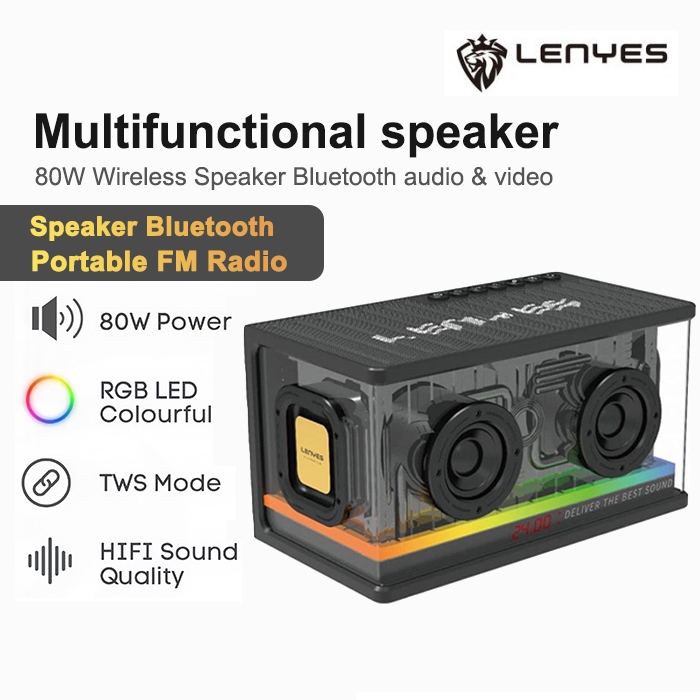 Jual LENYES Speaker Bluetooth 80W Wireless 5.2 Transparan RGB Colorfull ...