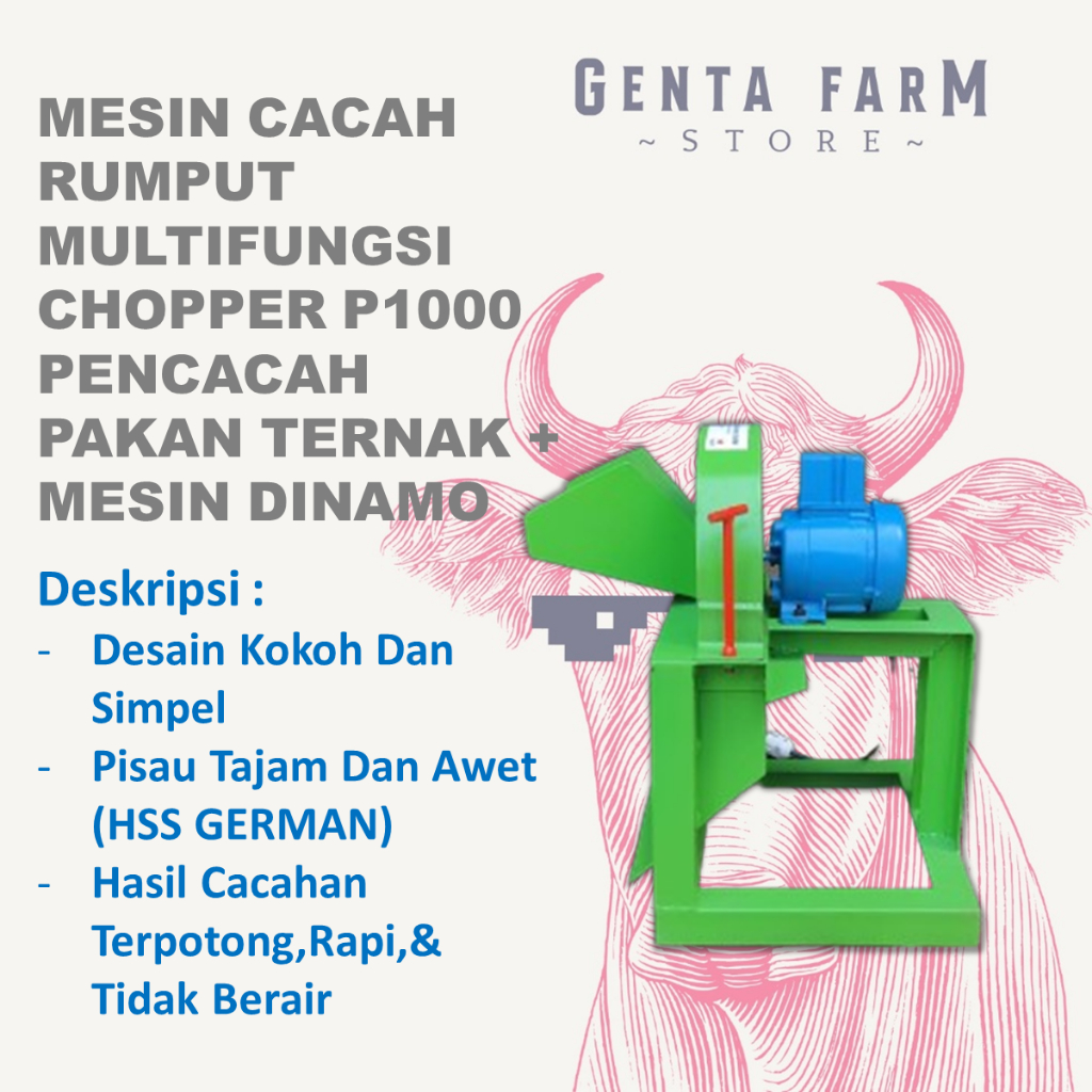Jual Mesin Cacah Rumput Multifungsi Chopper P1000 Pencacah Pakan Ternak ...