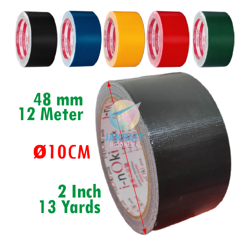 Jual (1 Roll) Lakban Kain Duct Cloth Tape INOKI 2" Inch 48 mm x 12 ...