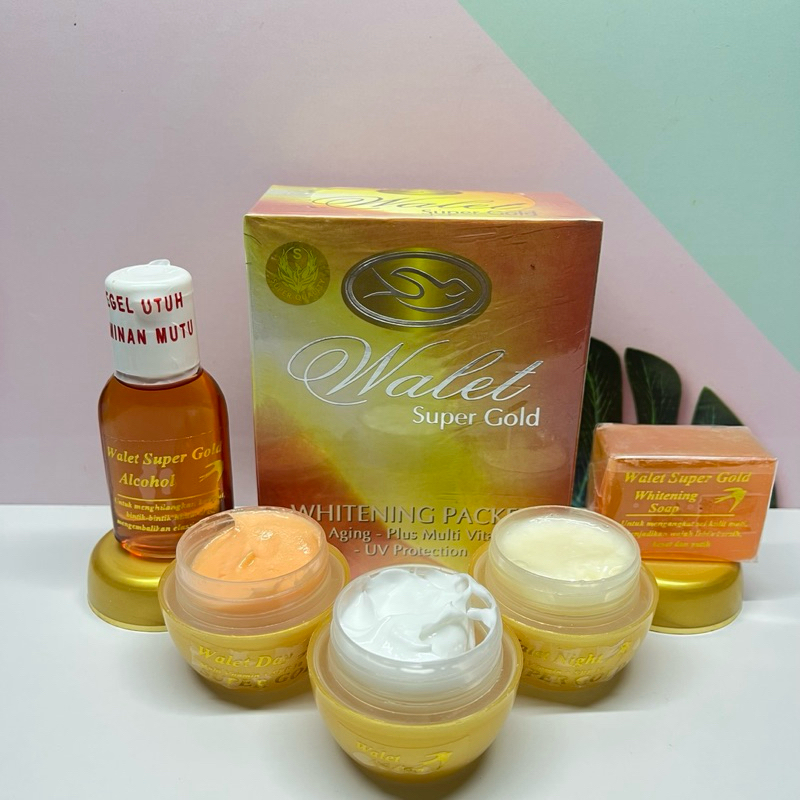 Jual PAKET CREAM WALET SUPER GOLD 5in1 pot Apel | Shopee Indonesia