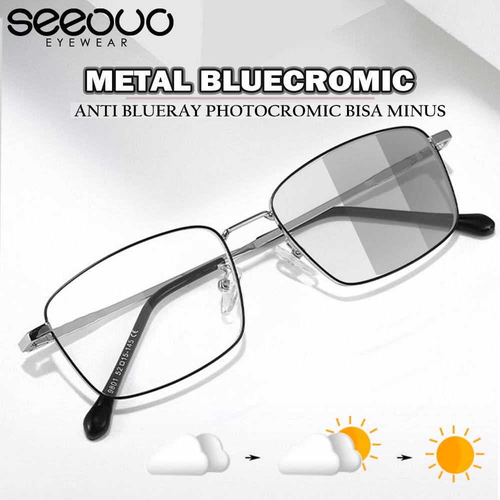 Jual Seeouo Kacamata Bluecromic Model Kotak Stylish Frame Bahan Metal Kokoh Ringan Asian Fit ...