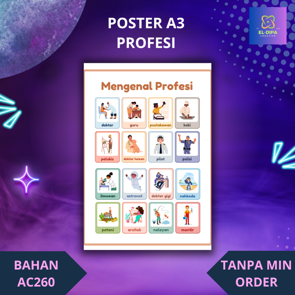 Jual POSTER A3+ EDUKASI / POSTER SEKOLAH ANAK TEMA PROFESI | Shopee ...