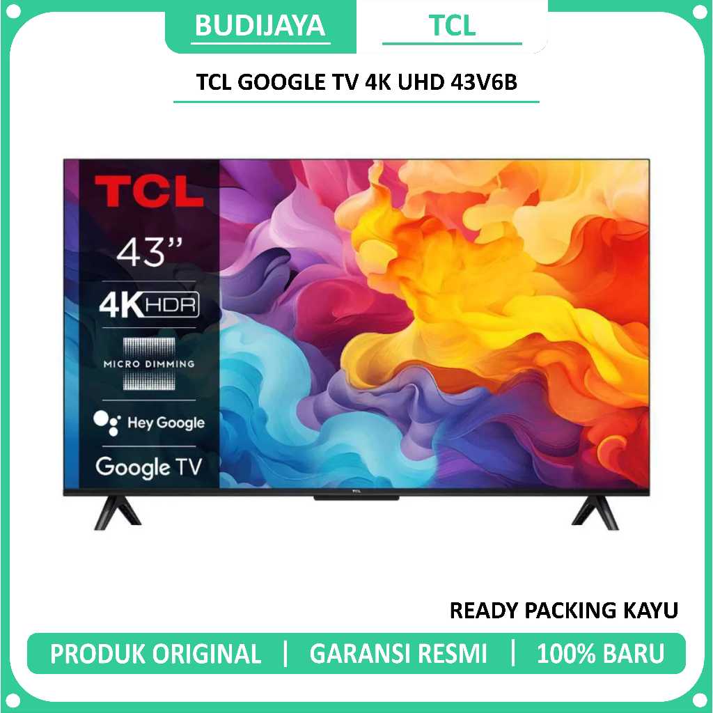 Jual [4K Google TV] TCL 43 Inch V6C - Smart UHD - T-Screen - Dolby Audio - HDR10 - AiPQ ...
