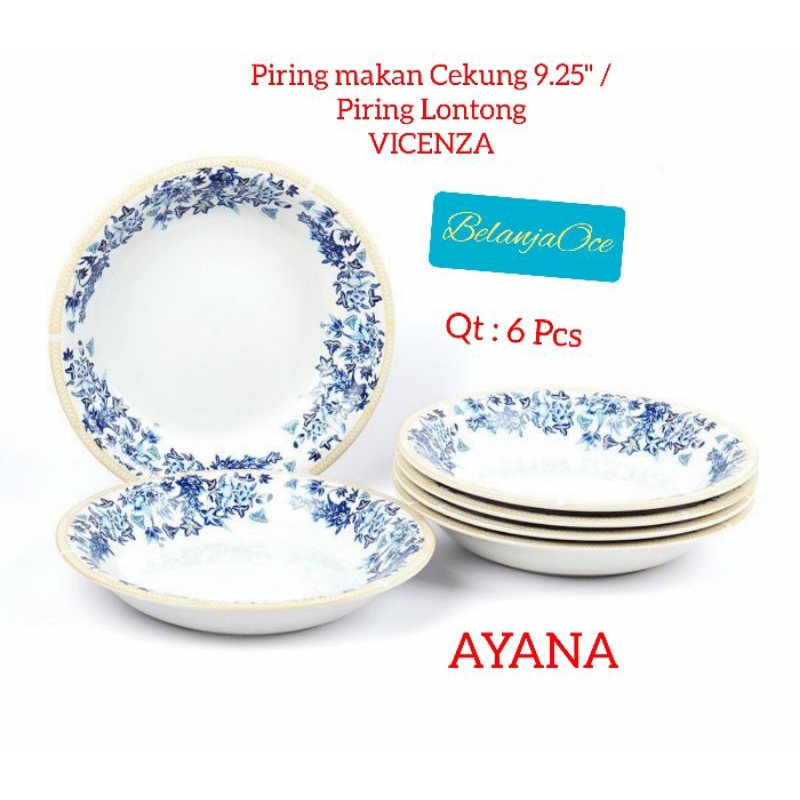 Jual Piring makan Keramik Vicenza 9.25 inch Cekung (6 Pcs) | Shopee ...