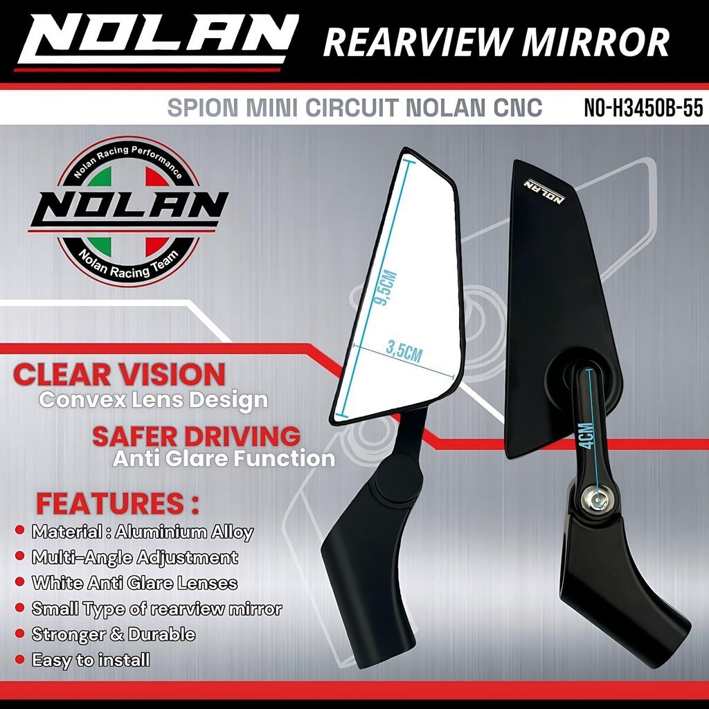Jual Spion NOLAN Mini Circuit Spion MINI Motor Bahan aluminium CNC Kaca Putih vario 160 vario ...