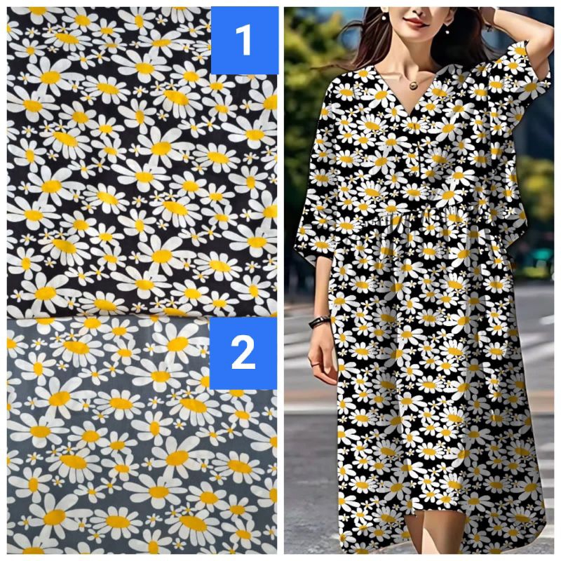 Jual KAIN RAYON PREMIUM MOTIF BUNGA TERBARU DUA WARNA (harga tertera ...