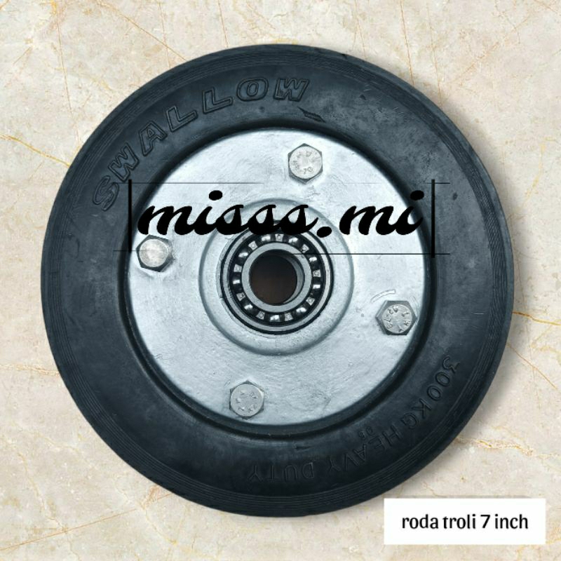 Jual roda troli ukuran 7 inch kapasitas 350kg roda lorry karet swallow ...