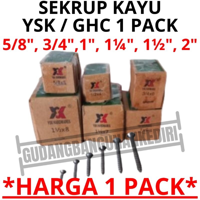 Jual [1 PACK] sekrup skrup kayu kepala plus (+) ukuran 5/8", 3/4", 1 ...
