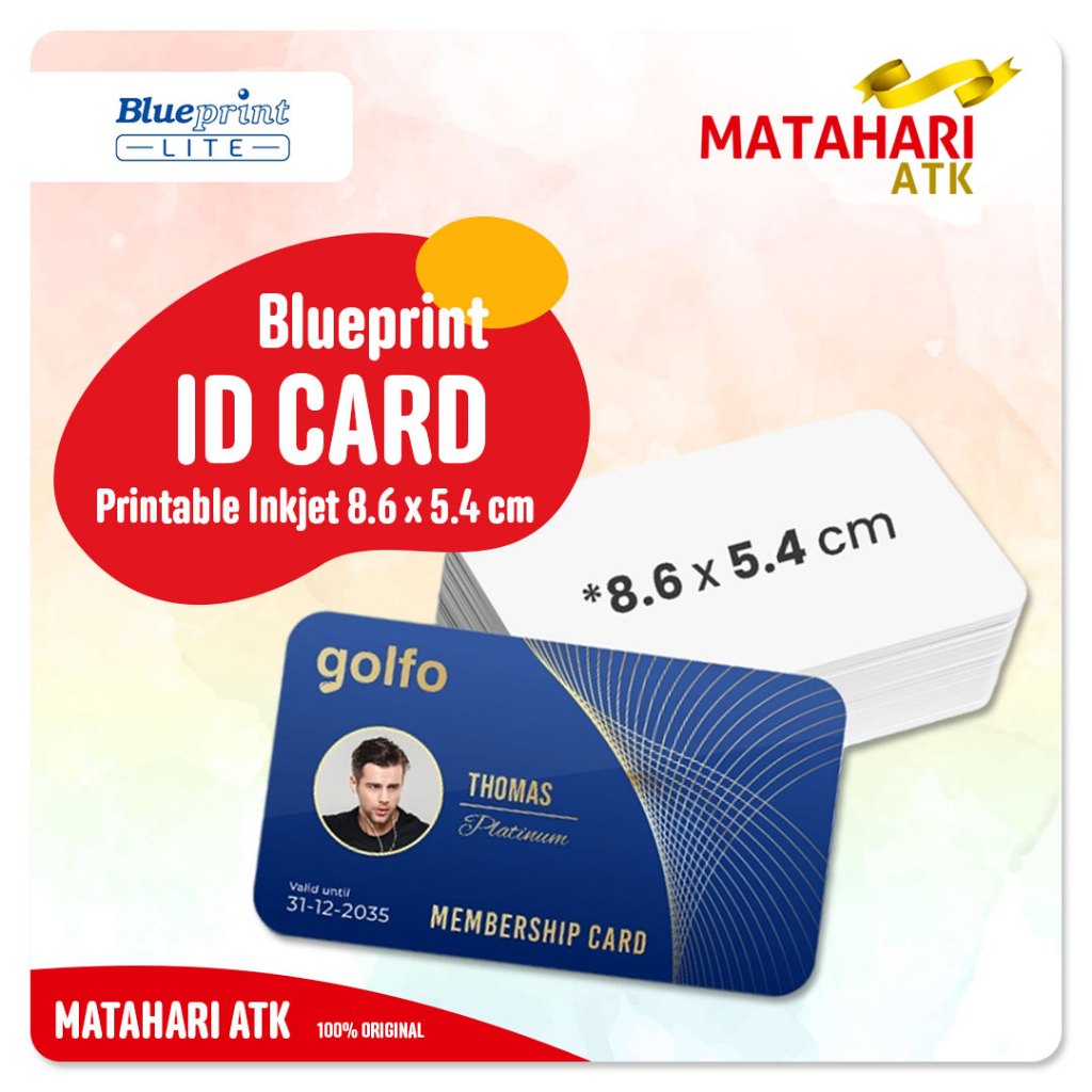 Jual Kartu Printable Inkjet ID CARD Blueprint 8.6 x 5.4 cm 760 Micron ...