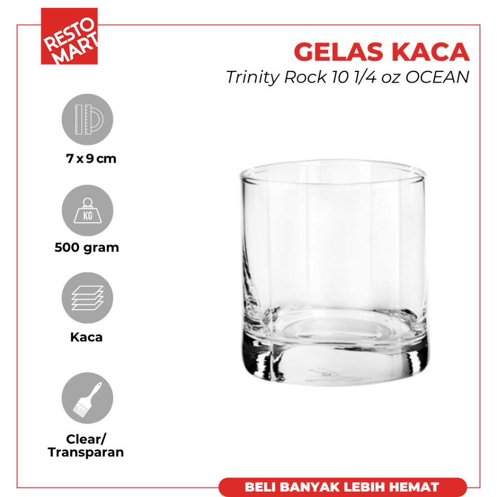Jual Gelas Trinity Rock 10.25 oz / Gelas Kaca 303 ml OCEAN Kaca ...