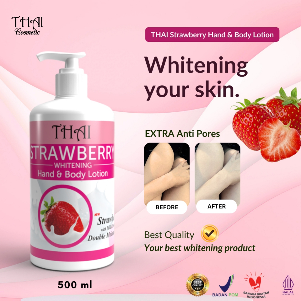 Jual Thai Strawberry Hand Body Lotion 500ml | Shopee Indonesia