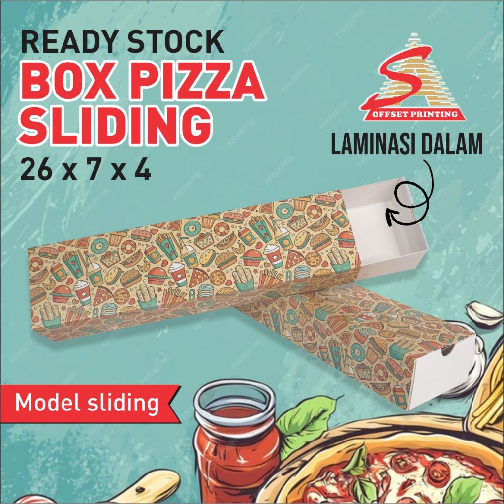 Jual 26 x 7 x 4 Box pizza sliding / Box Pizza persegi / Kotak Pizza ...