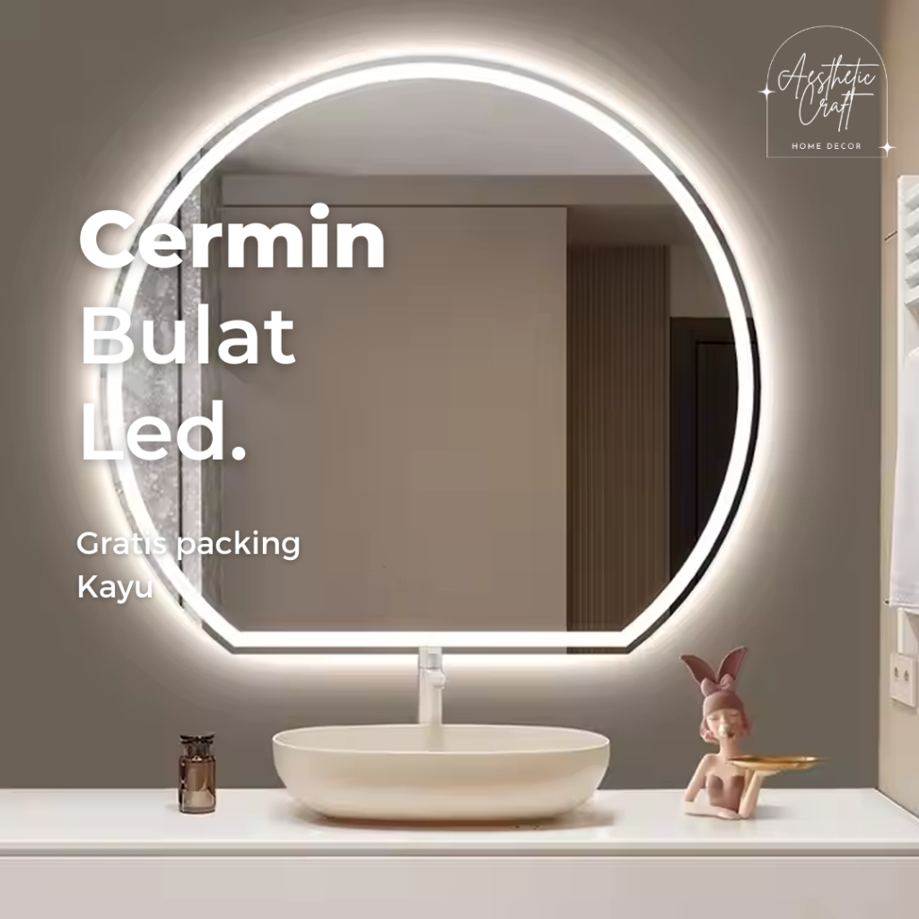 Jual Cermin Kaca LED Bulat Sanblast Cermin LED Setengah Bulat Sanblast ...