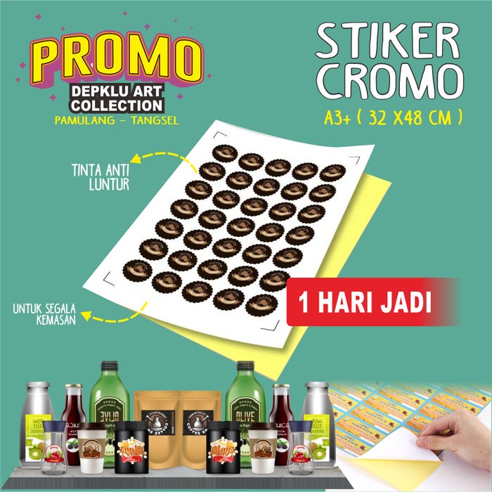 Jual Cetak sticker / stiker Cromo A3+ print Label Kemasan Chromo ...