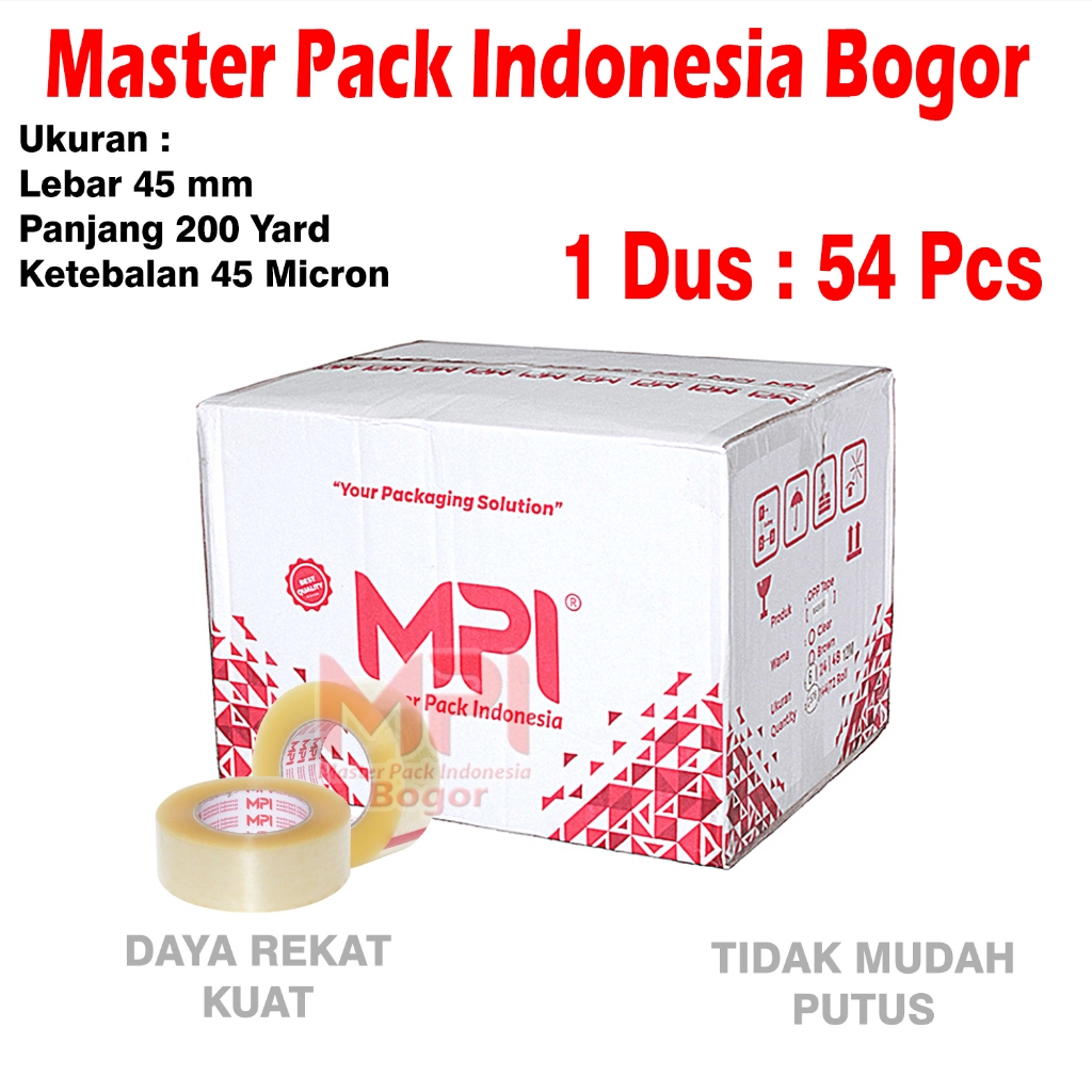 Jual 1 Dus / 54 Pcs - Lakban Bening MPI 45 mm x 200 yard - Lakban ...