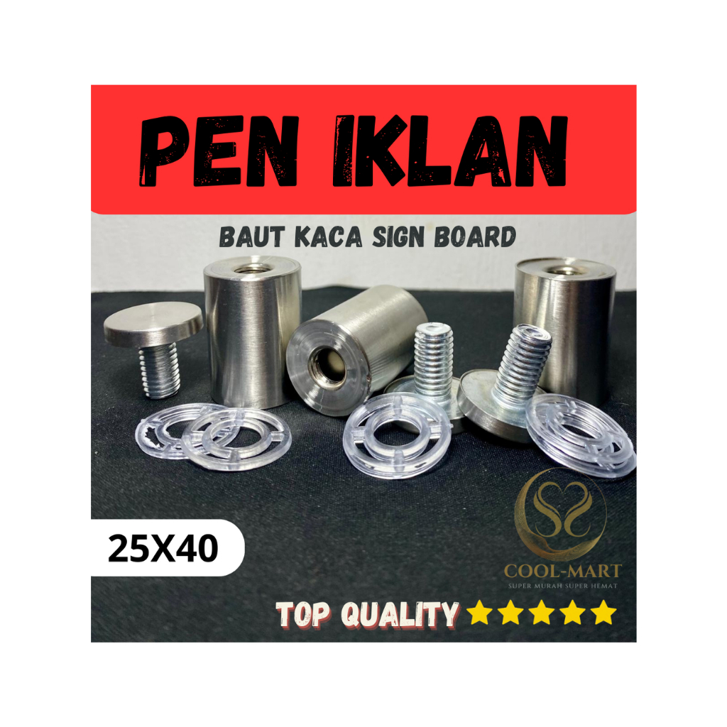 Jual PEN IKLAN 25x40 Stainless / Baut Akrilik Baut Kaca Sign Board ...