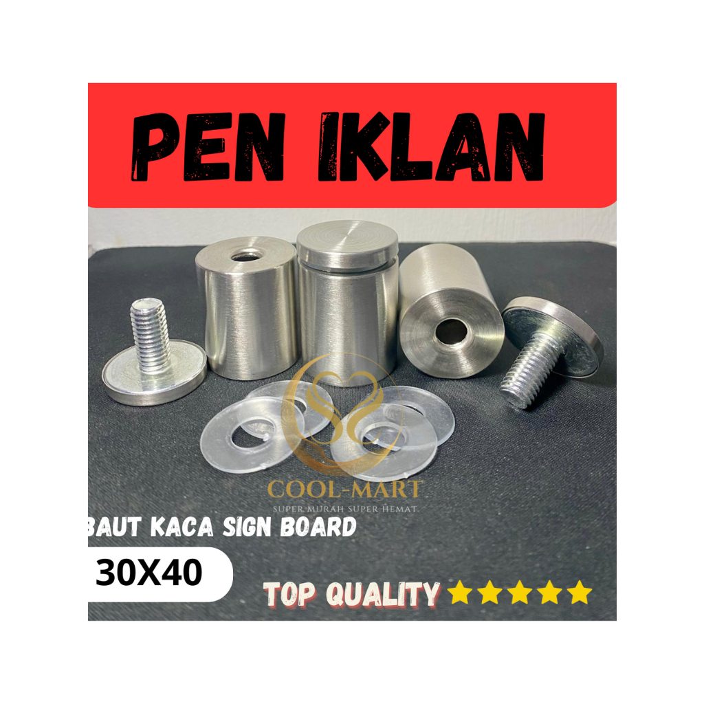 Jual PEN IKLAN 30x40 Stainless / Baut Akrilik Baut Kaca Sign Board ...