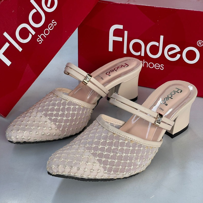 Jual Sandal wanita fladeo heels 5 cm motif brokat | Shopee Indonesia