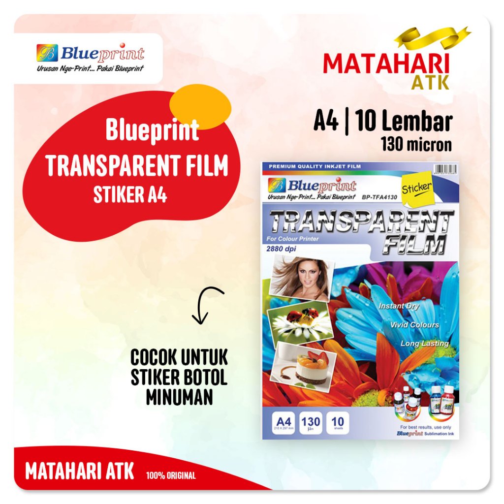 Jual Kertas Transparan Film Stiker / Transparent Film Sticker BLUEPRINT ...