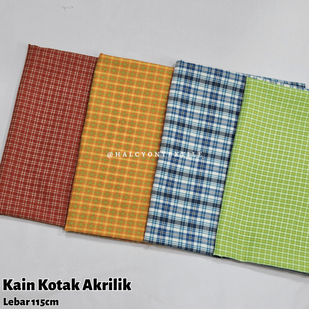 Jual Kain Katun Yarndyed Motif Kotak-Kotak Akrilik Termurah Lebar 115cm ...