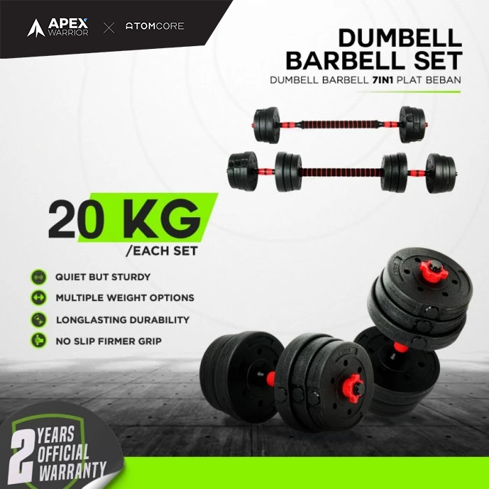 Jual Apex Warrior Dumbbell Barbell 7in1 Plat Beban Multifungsi | Shopee ...