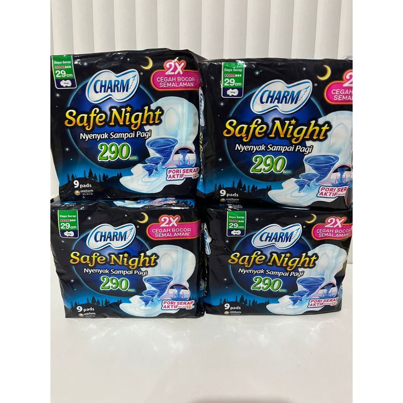 Jual CHARM SAFE NIGHT pembalut wanita ukuran 29 cm 9 pads harga per 1 ...