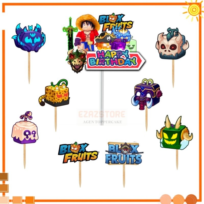 Jual topper kue blox fruits,topper cake,hiasan kue ulang tahun,topper ...
