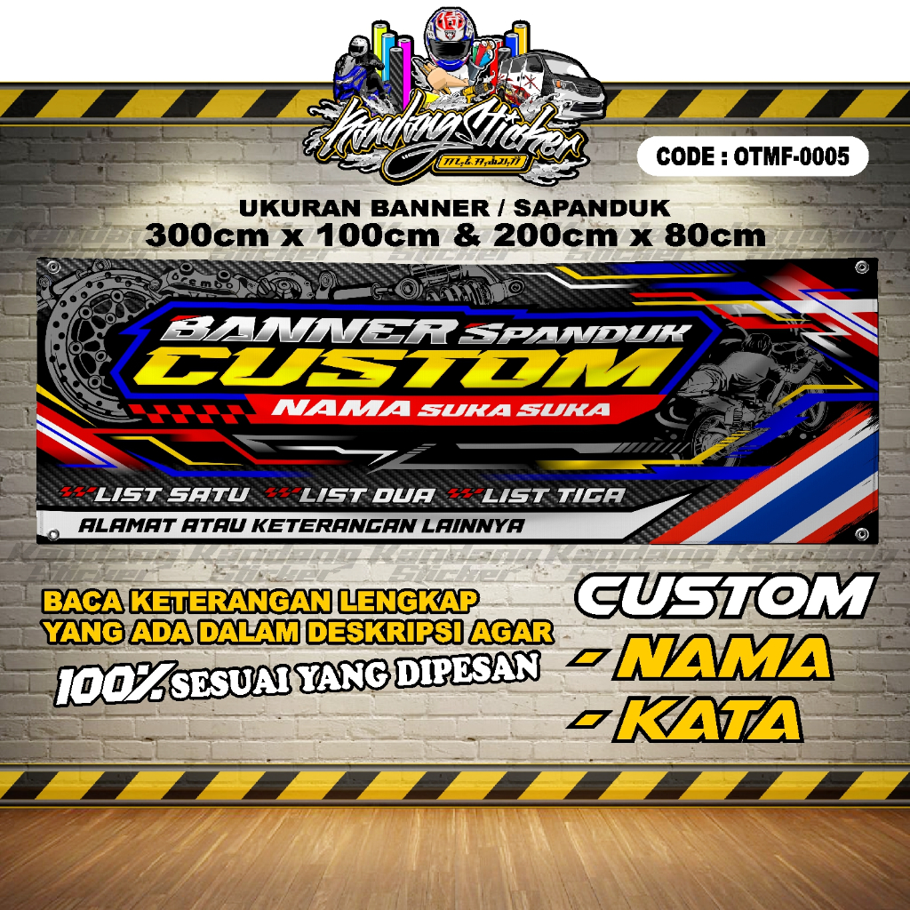Jual BANNER KONTES SPANDUK BENGKEL MOTOR OTMF-0005 ALAS KONTES BANNER ...