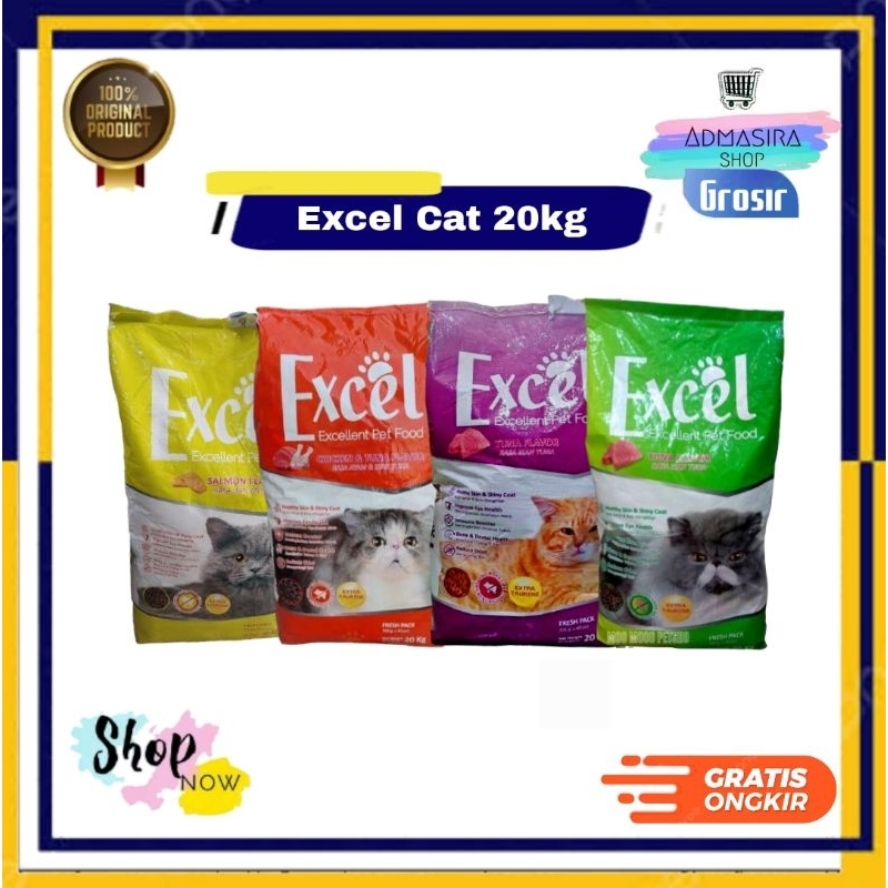 Jual EXCEL CAT FOOD 20KG Makanan Kucing Excel 20 kg Freshpack 500gr x ...