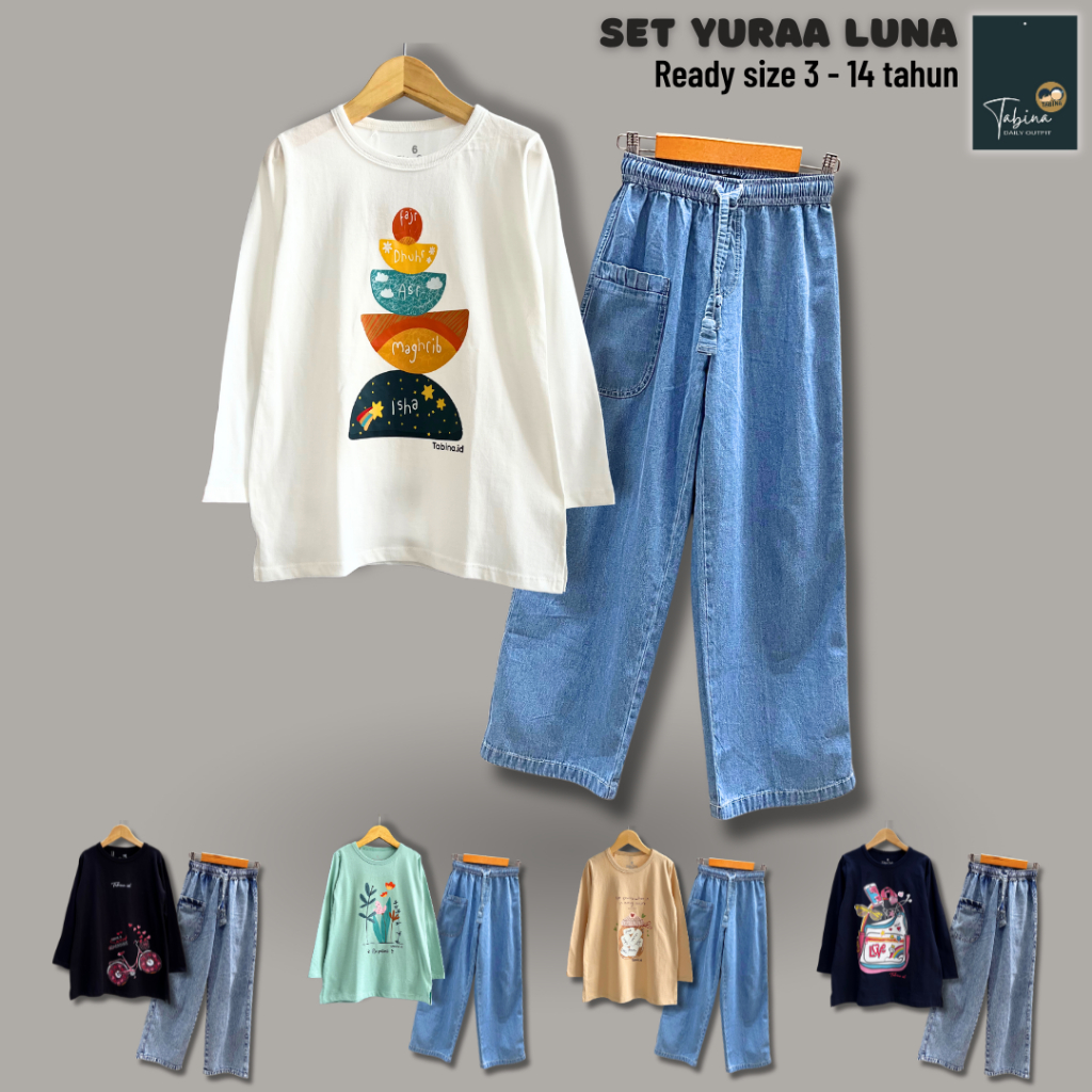 Jual TABINA Setelan Baju dan Celana Kulot Anak Remaja Perempuan seri Yuraa Luna usia 3 sampai 14 ...