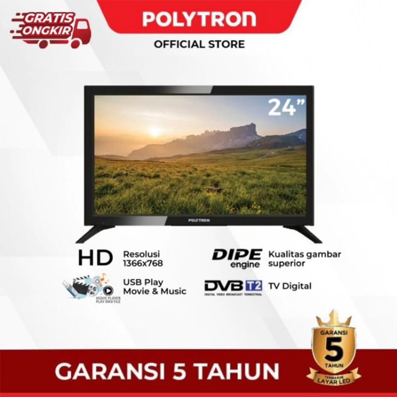 Jual TV LED Digital POLYTRON 24" inch PLD-24V1853 | Shopee Indonesia