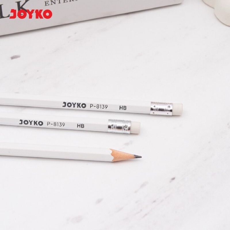 Jual Pencil Pensil Joyko P-8138 White Body Pencil 1 BOX 12 PCS | Shopee ...