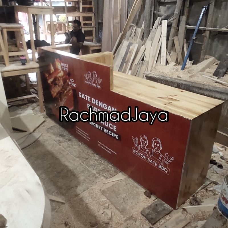 Jual Meja Booth Mininalis Full Kayu Jati Belanda | Shopee Indonesia