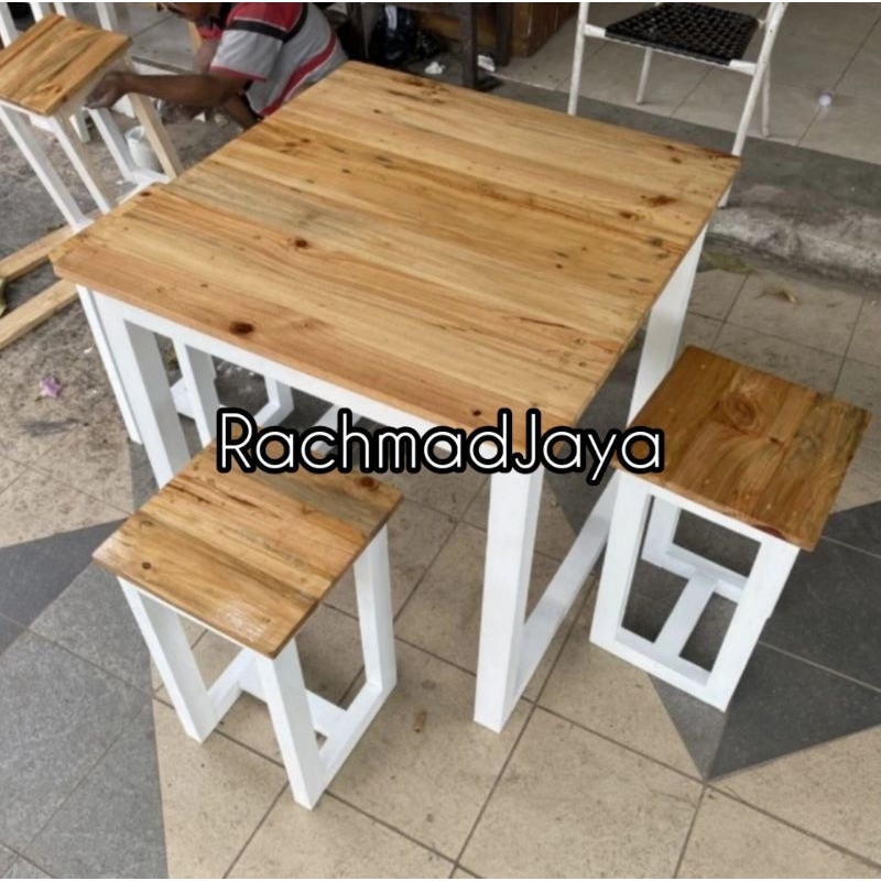 Jual 1 Set Meja Kursi Cafe Warkop Full Kayu Jati Belanda | Shopee Indonesia