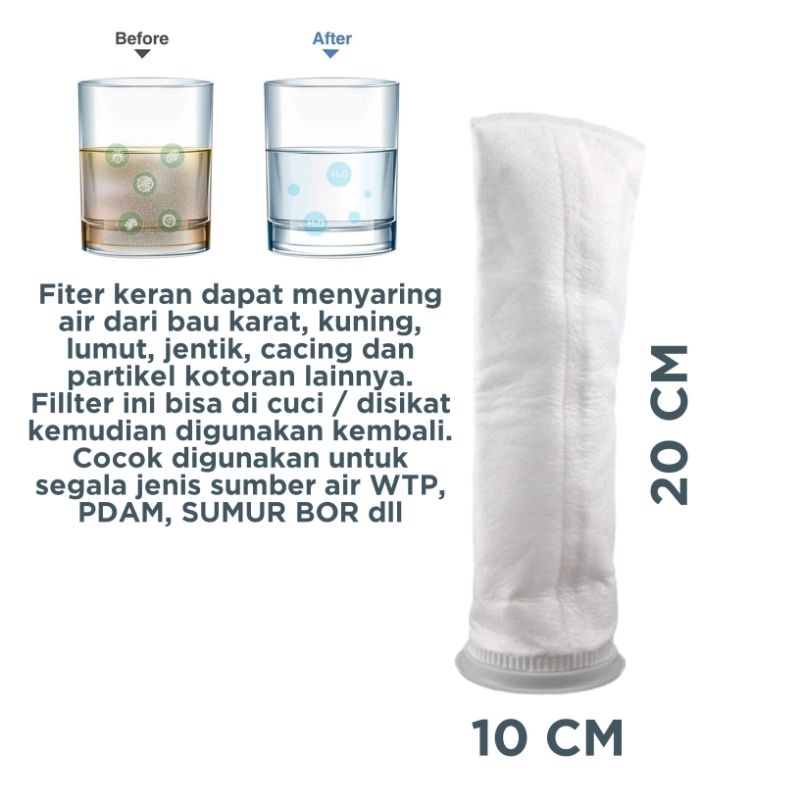 Jual filter kain air keran saringan penjernih water purifier polyester ...