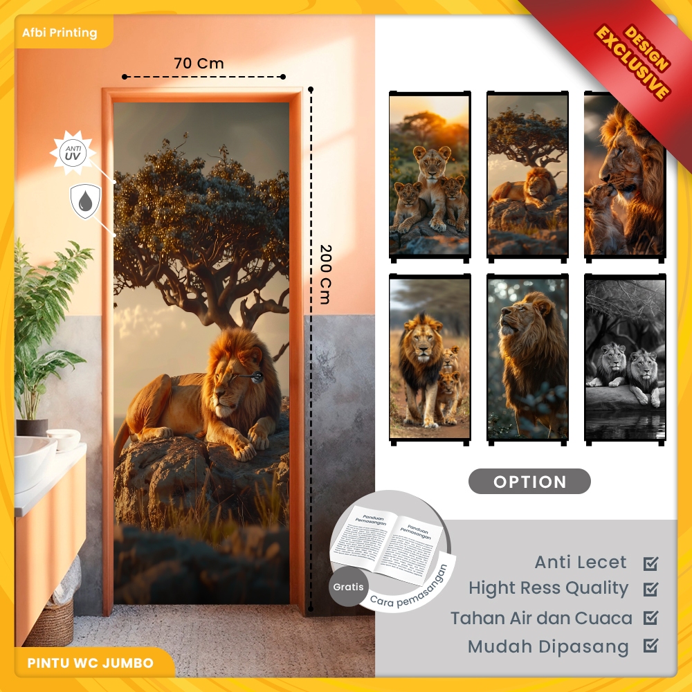 Jual Stiker Pintu Wc / Sticker Pintu Kamar Mandi motif Singa Ukuran ...
