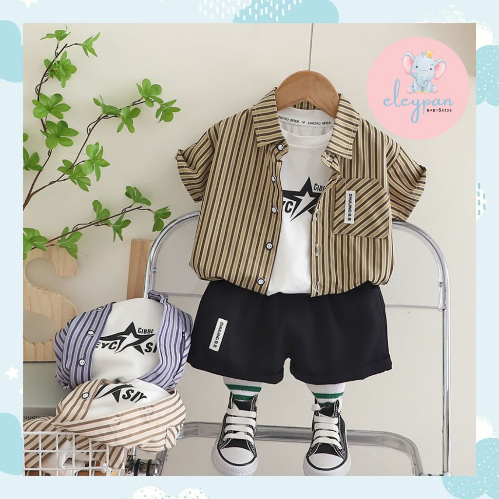 Jual Setelan 3in1 Anak Laki Laki One Set 3 Baju Kemeja Celana Pendek ...